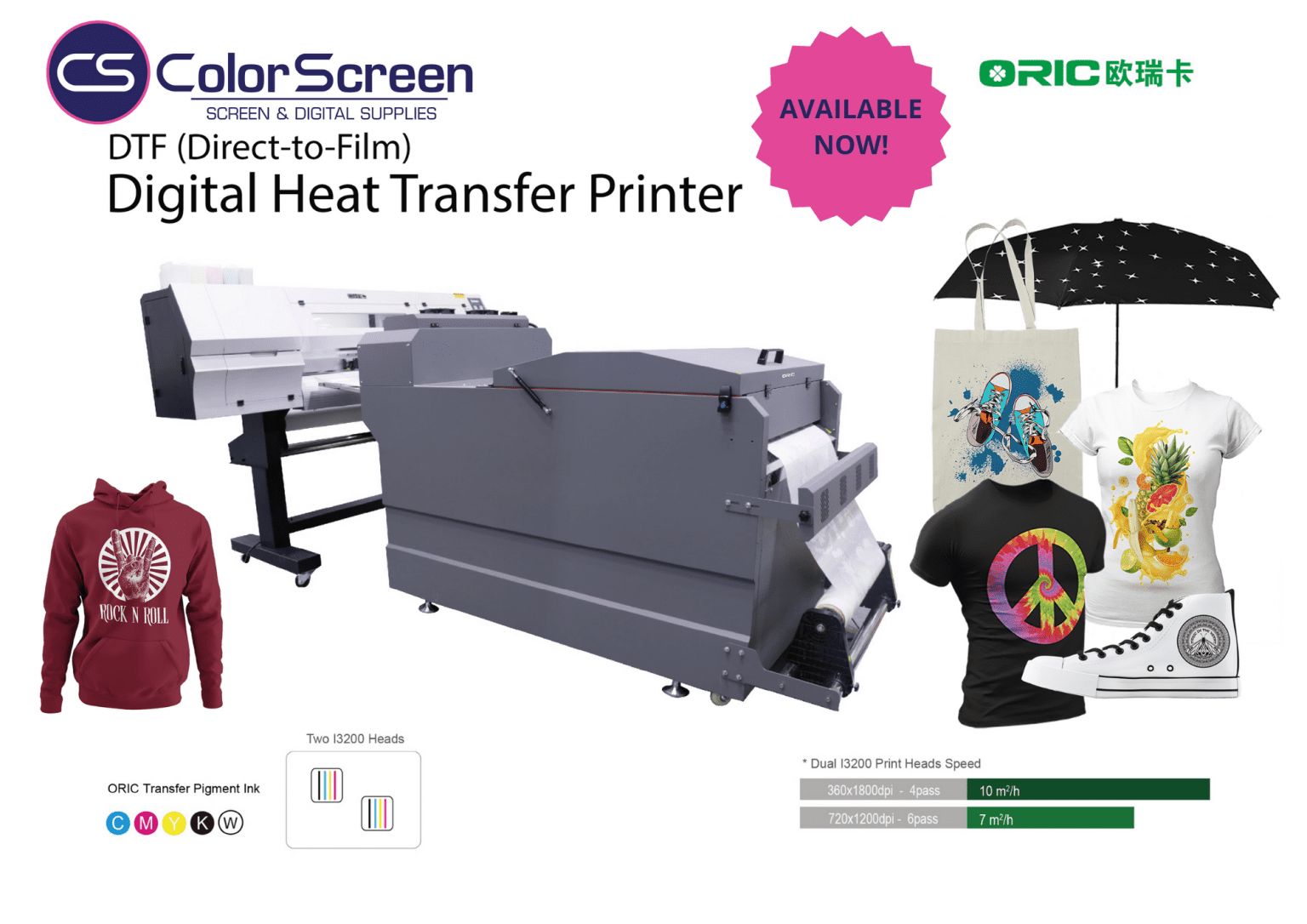 Oric DTF ( Direct-to-Film) printers now in stock – ColorScreen